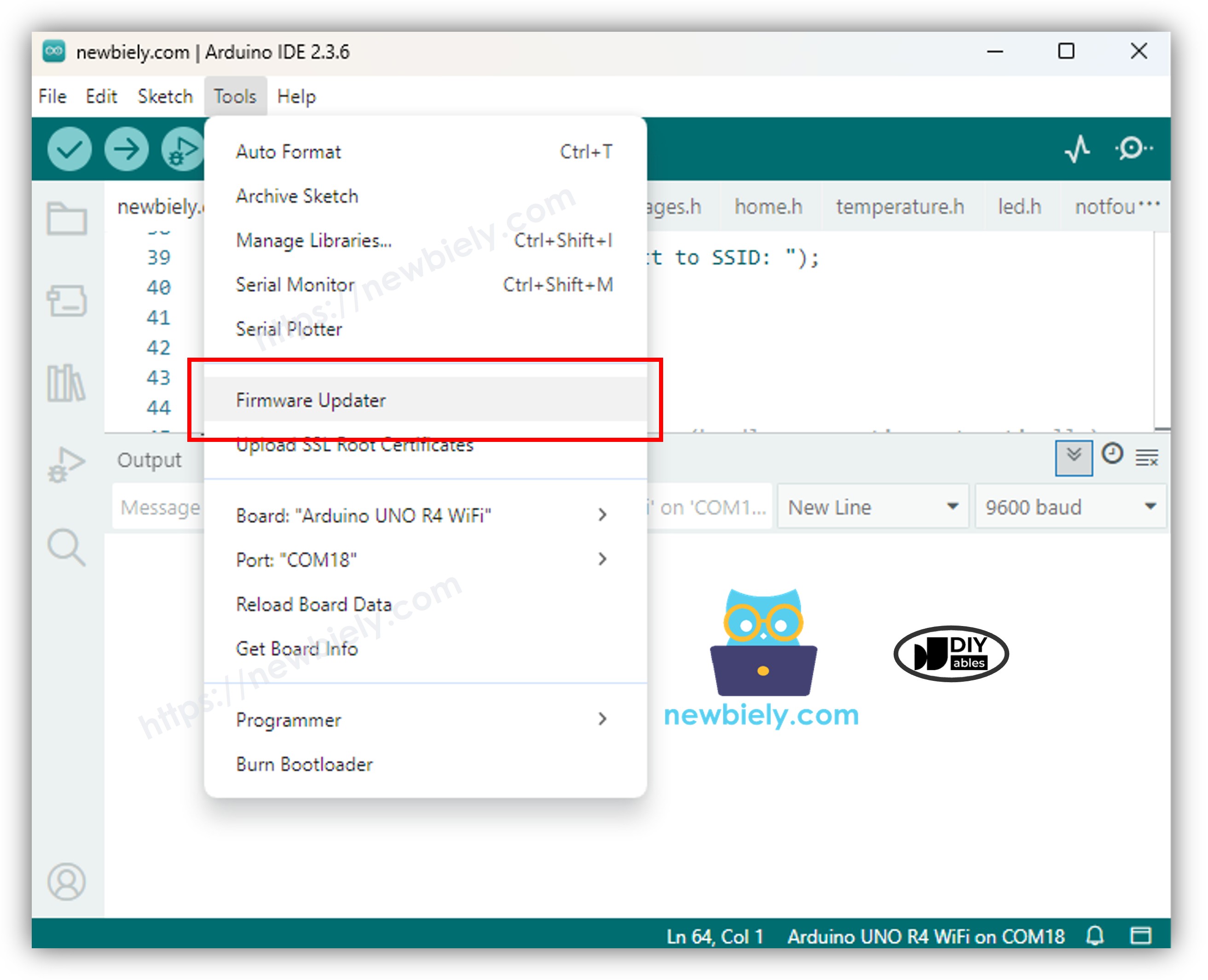 Cómo actualizar el firmware en las placas Arduino Uno R4 WiFi/DIYables ...