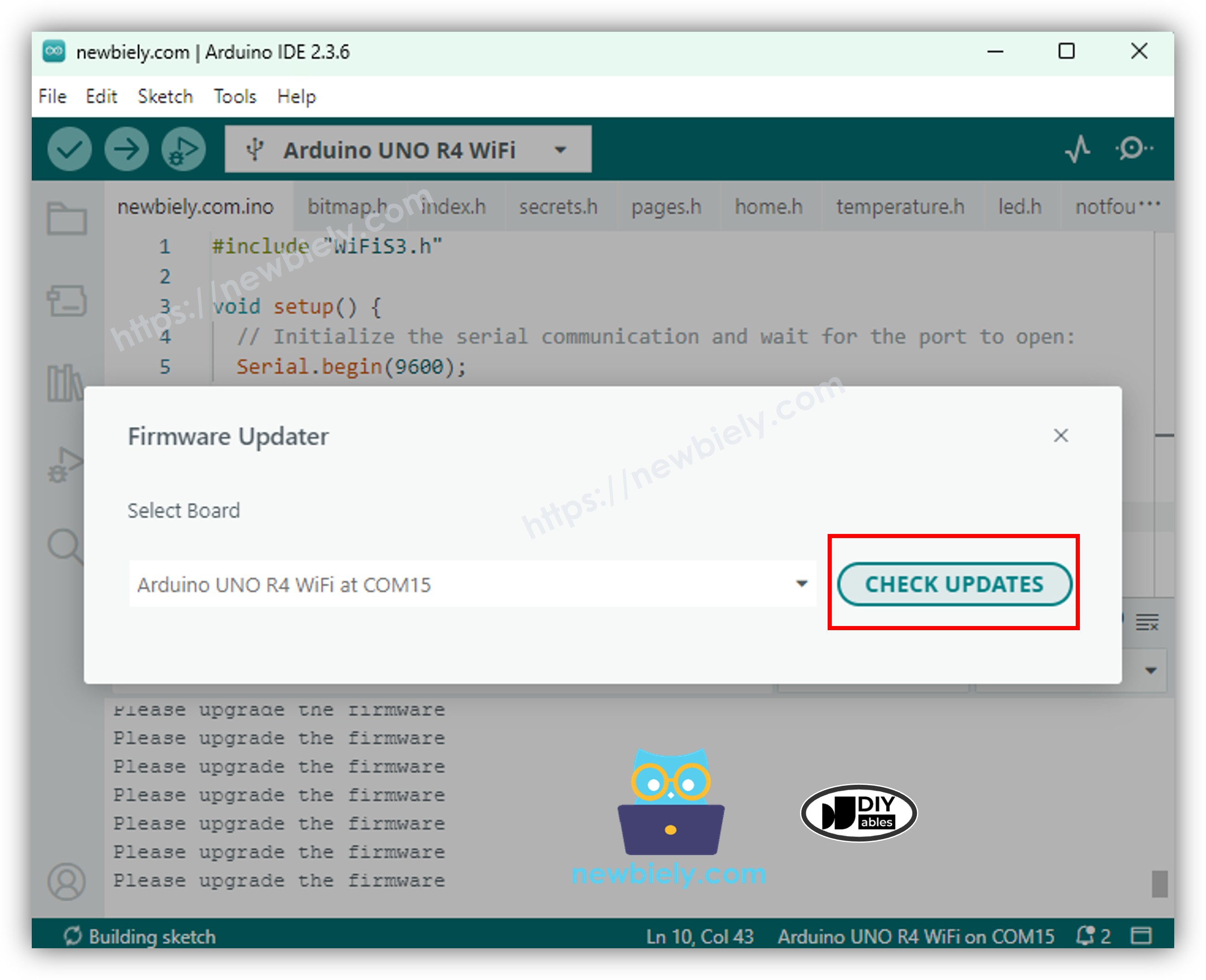 Cómo actualizar el firmware en las placas Arduino Uno R4 WiFi/DIYables ...