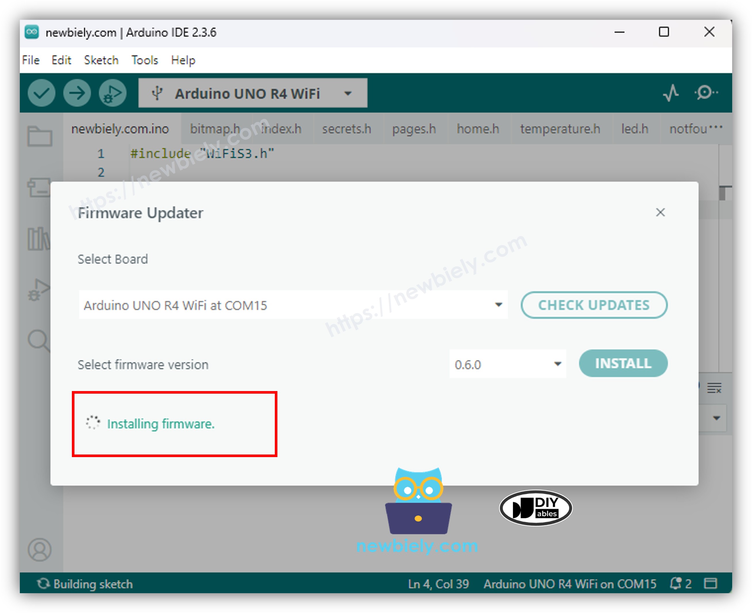 Cómo actualizar el firmware en las placas Arduino Uno R4 WiFi/DIYables ...